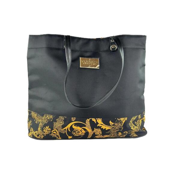 Versace | Bags | Versace Parfums Black Gold Weekender Tote Purse ...